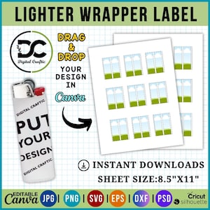 Lighter Label Template SVG, Canva Editable Lighter Wrapper Template ...