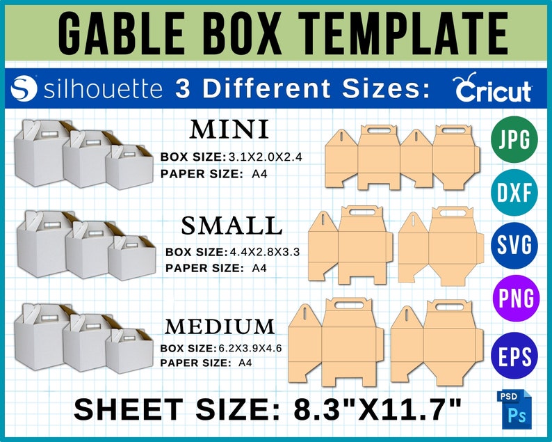 Gable Box Template Bundle, Party Favor (svg, Dxf, Eps, Psd) (digital ...