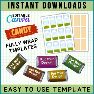 Mini Chocolate Wrapper Template , Party Favor Template , Mini Candy ...