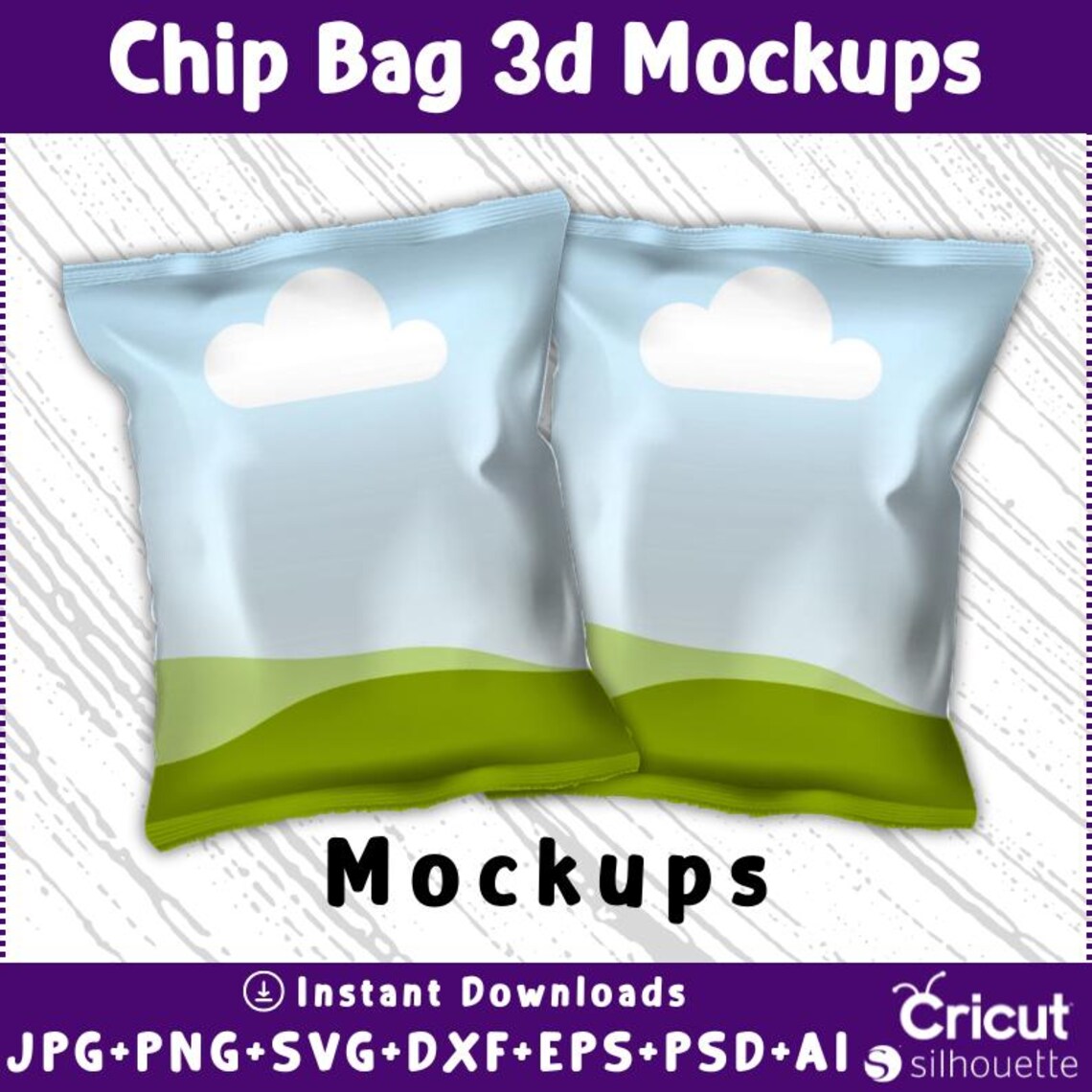 Chip Bag Template Mockup , Chip Bag Label ,party Favor Mockup, Blank ...