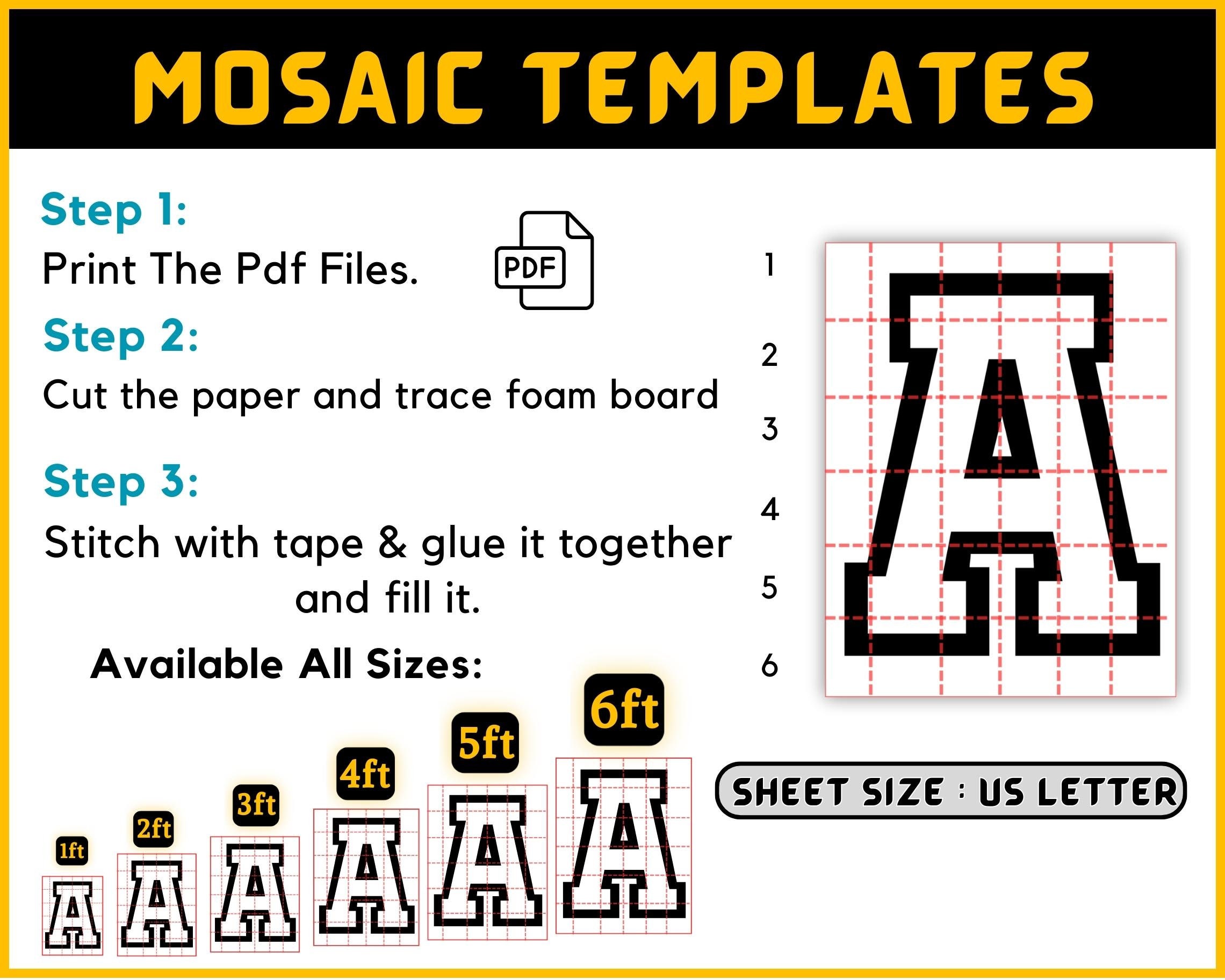 0-9 Mosaic Numbers Template Bundle, Mosaic Balloons Templates Bundle, A ...