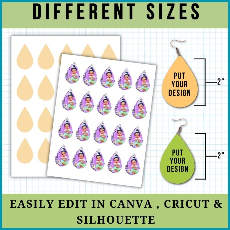 Teardrop Earring Template Bundle, SVG, Canva, Sublimation (digital ...