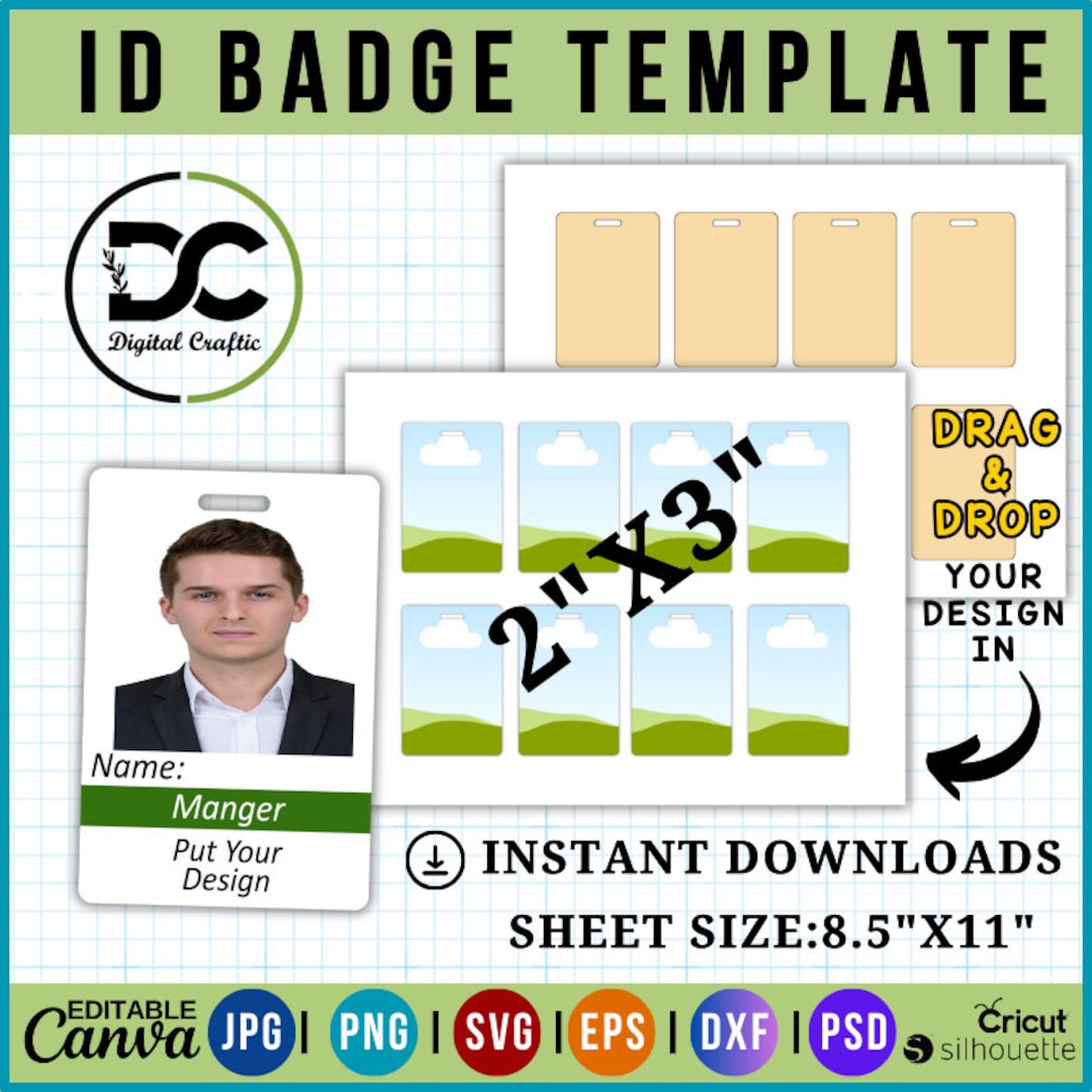 2” X 3” ID Badge Template, Id Badge Blank Template, Badge Card ...