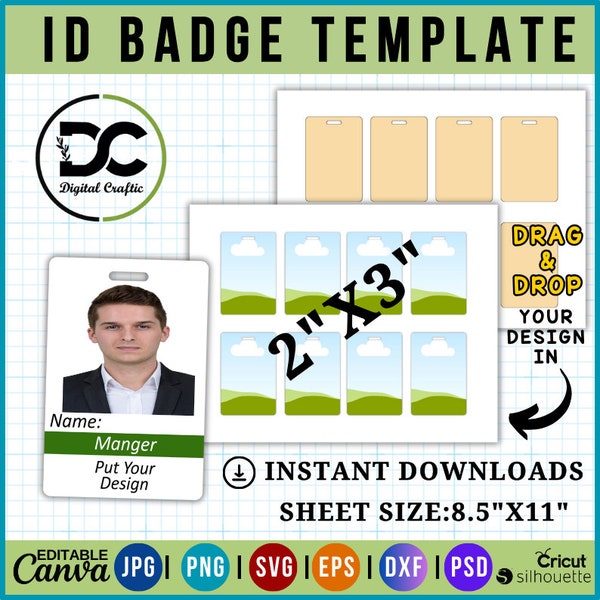 Id Badge Template - Etsy