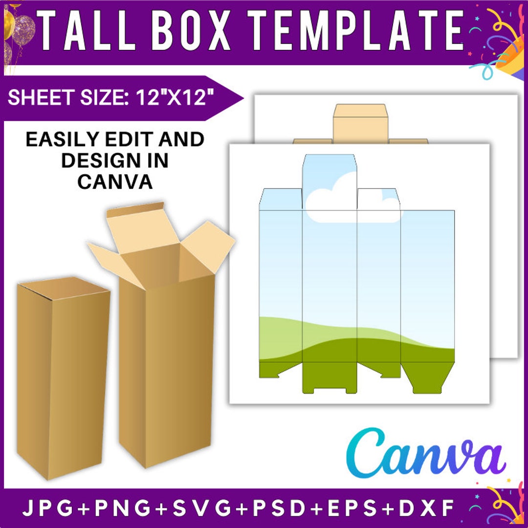 Tall Box Template, Tall Box Svg, Gift Box Template, Birthday Tall Box ...