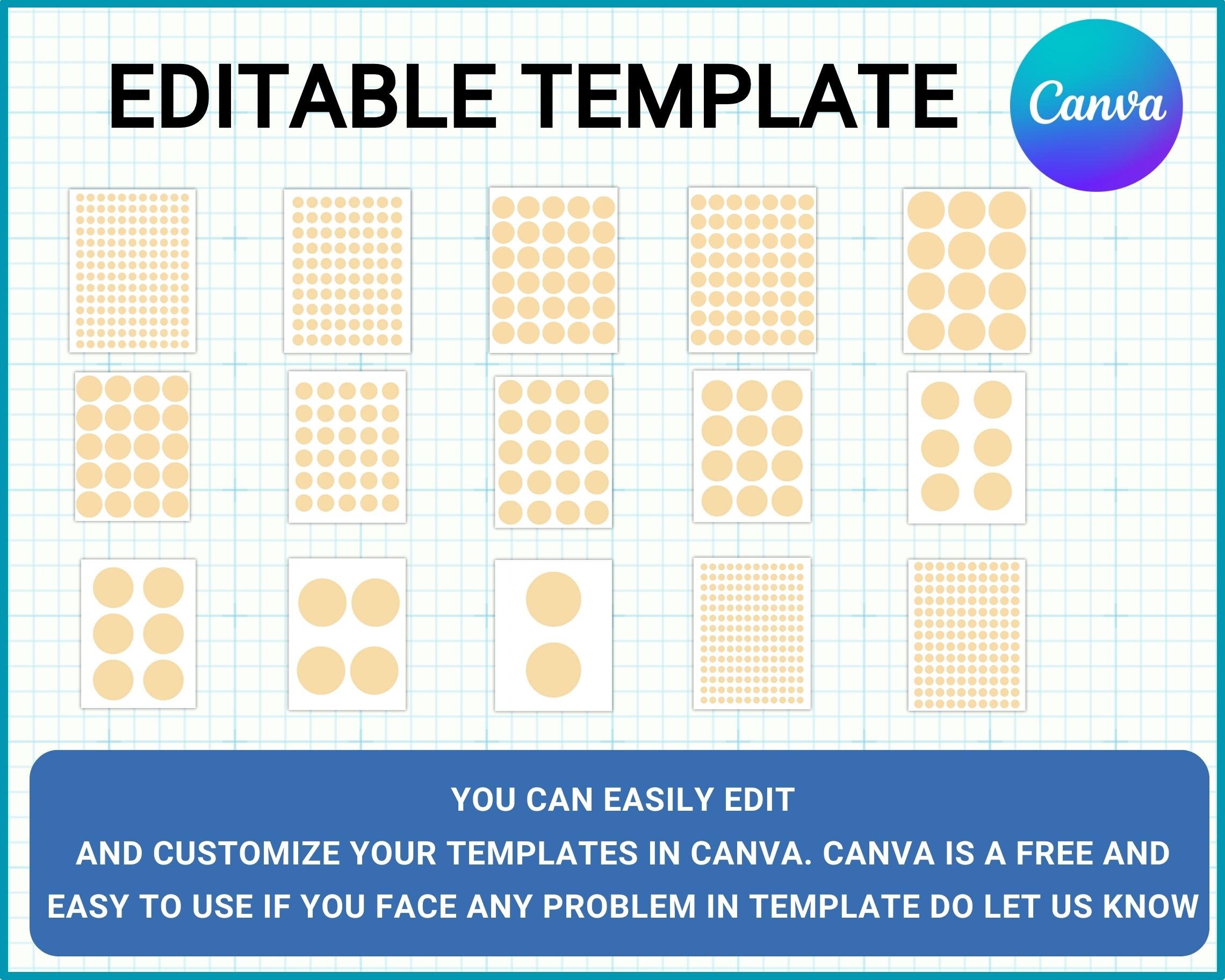 Circle Template Bundle, Blank Circle Label Template, Multipurpose ...