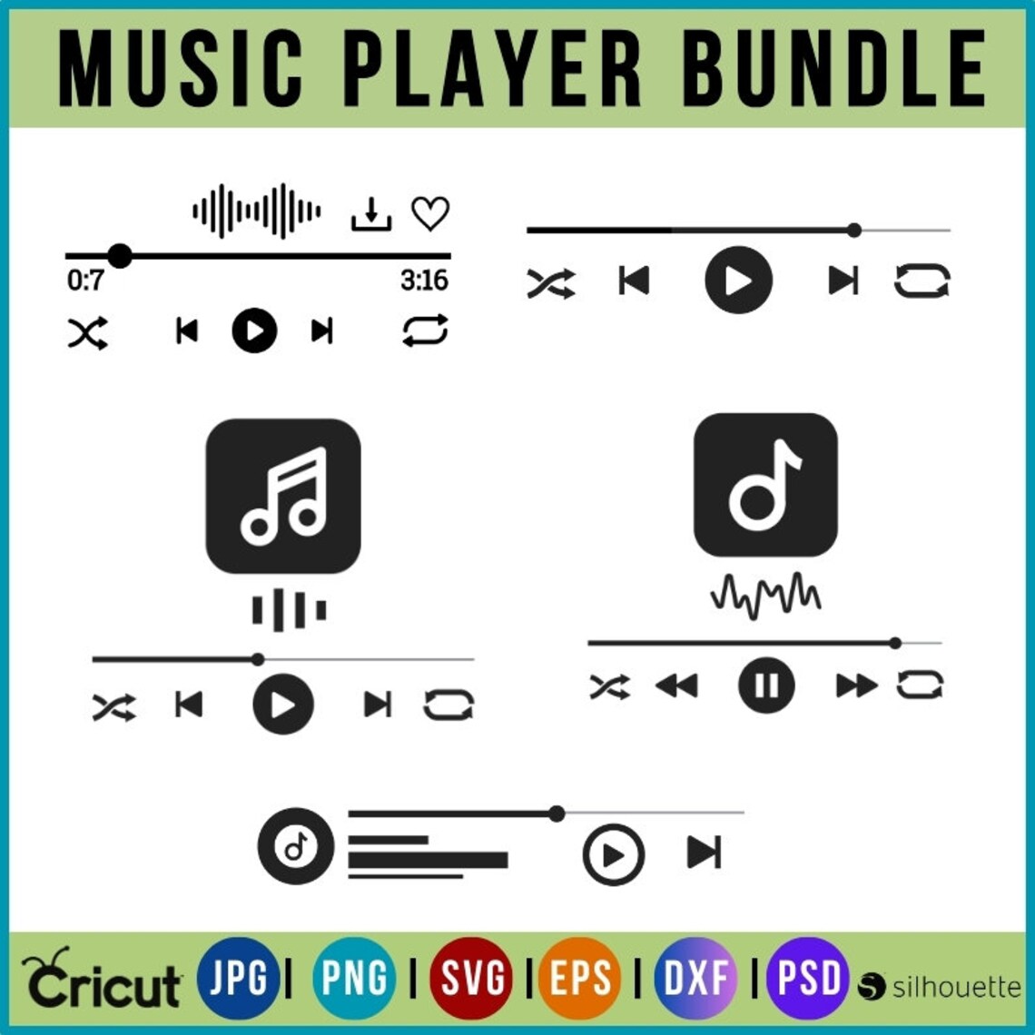 Music Player Template, Music Player Png Bundle, Music Player Svg ...