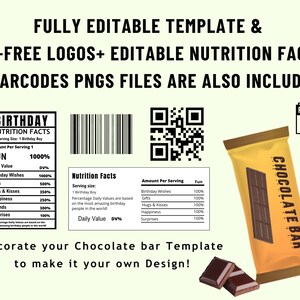 Editable Chocolate Bar Wrapper Template, Canva, 1.55 Oz (digital ...