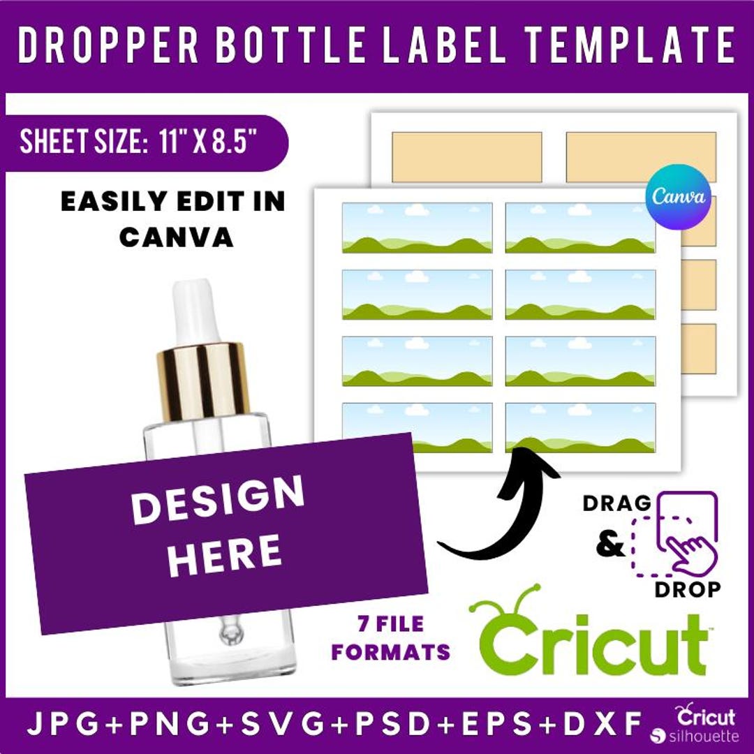 Editable Dropper Bottle Label Template, DIY Product Bottle Label Design ...