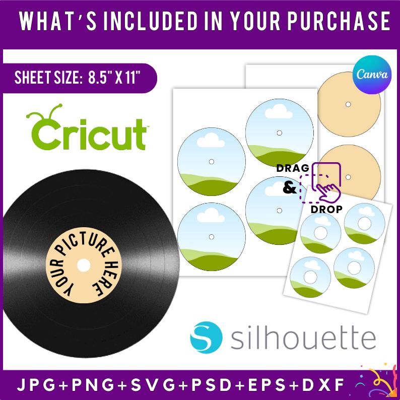 12 Inches Vinyl Record Custom Template, Vinyl Records Label, Vinyl ...