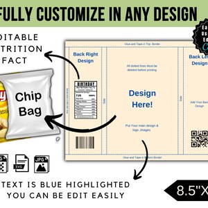 Chip Bag Template , Chip Bag Label , Printable Party Favor , Blank Chip ...