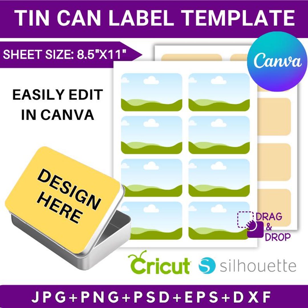 100ml, Tin Can Label Template, Tin Can Label Svg, Metal Tin Can, Canva ...