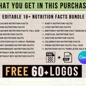 16+ Nutrition Facts Template Bundle, Nutrition Facts Labels, Party ...