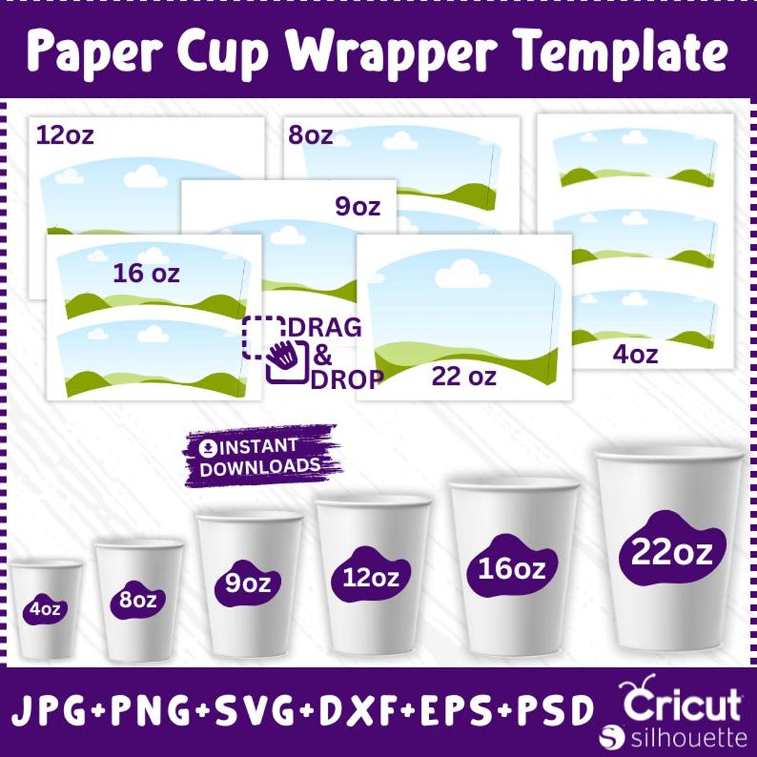 6 Paper Cup Wrapper Template, Paper Coffee Cup Template, Paper Cup ...