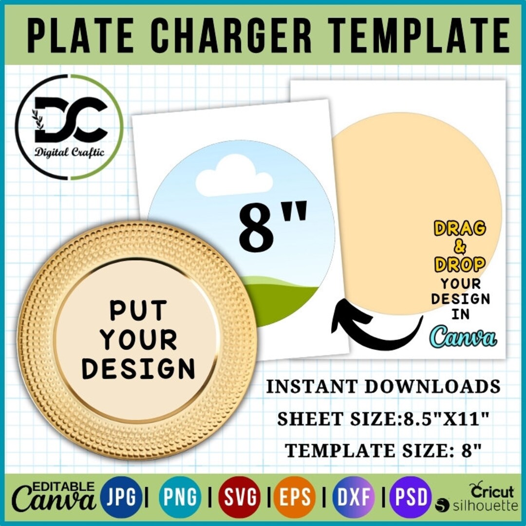 8 Inch Plate Charger Template, Circle Template, Plate Charger Insert ...