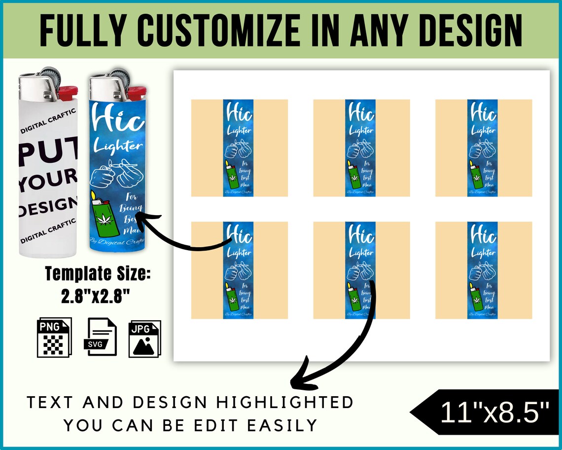 Editable Lighter Label Template, Canva SVG PNG JPG, 60+ Logos (digital ...