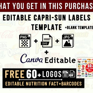 Capri Sun Labels| Canva Editable Juice Bag Pouch Labels| Party Favor ...