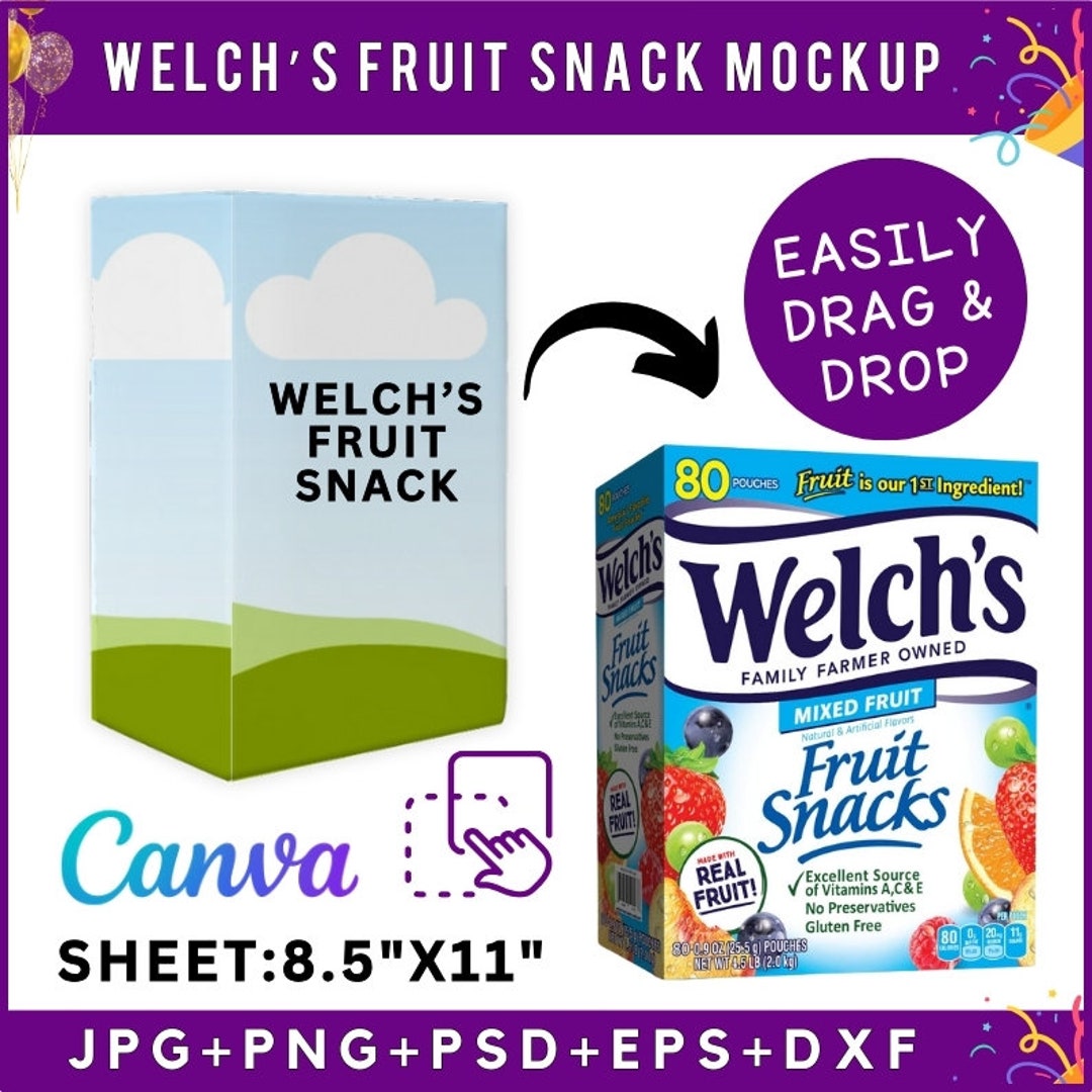 Welch Fruit Snack Mockup Template | Canva Editable Mockups, Blank Fruit ...