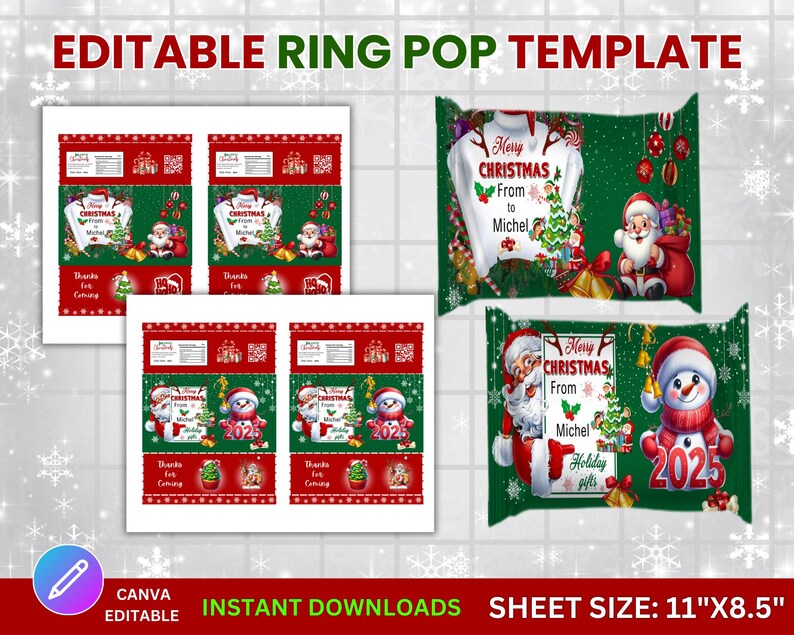 Christmas Party Favor Template Bundle, Christmas Party Templates ...
