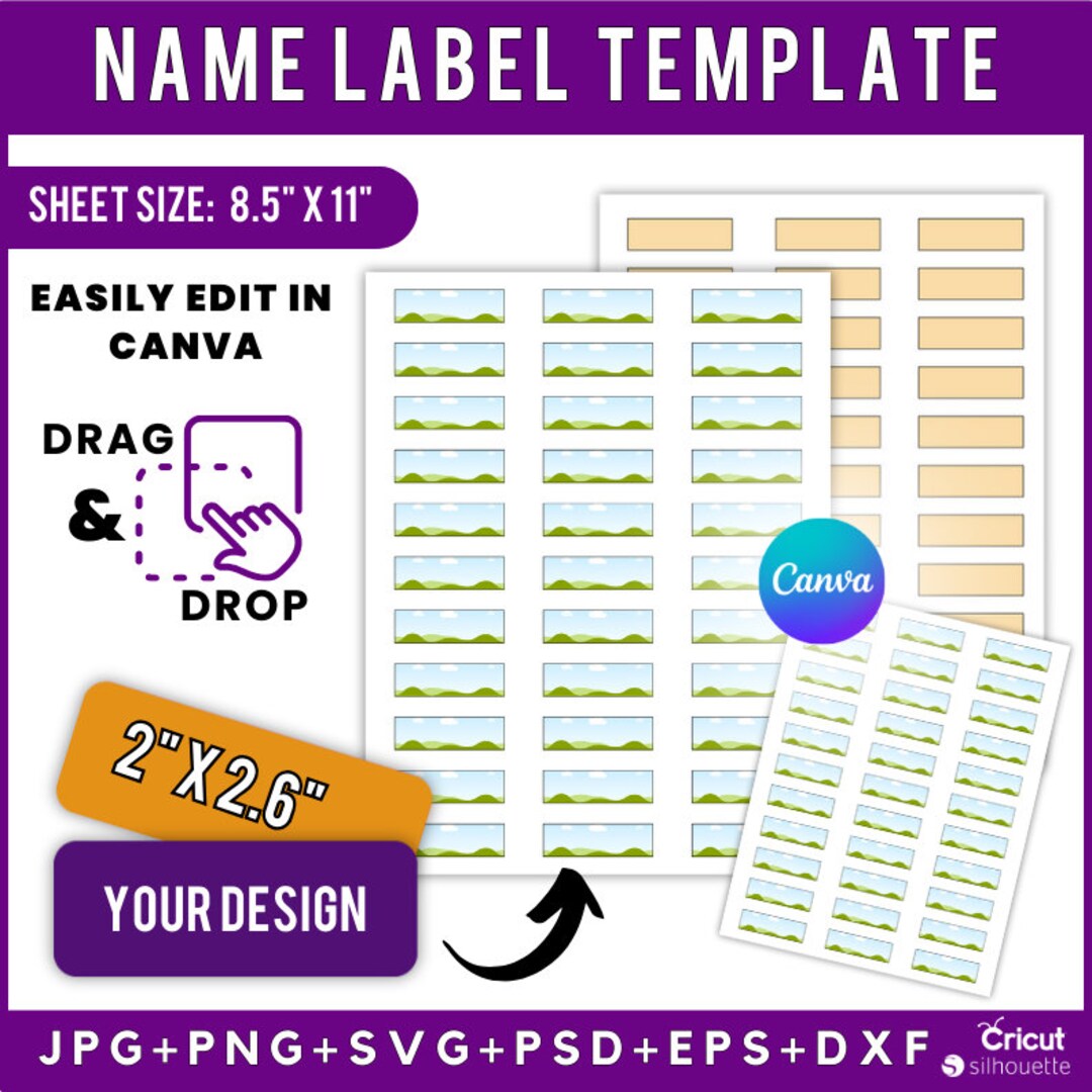 Name Label Template, Printable Name Tag, School Label Template, Blank ...
