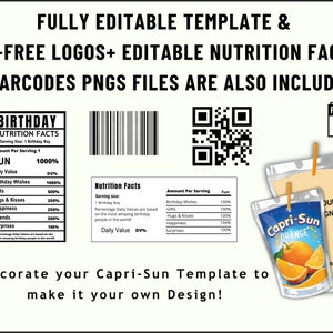 Capri Sun Labels| Canva Editable Juice Bag Pouch Labels| Party Favor ...