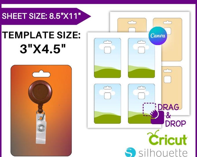 Badge Reel Display Card Template, SVG, Cricut, Canva (digital Download ...