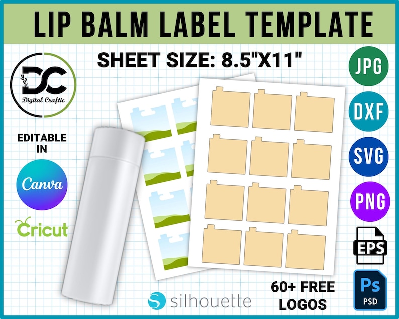 Lip Balm Labels Template, Lip Balm Label,chapstick Label, Lip Balm Wrap Label, Sublimation ...