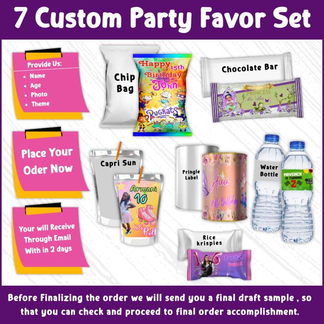 Party Favors Custom Bundle, 7 Party Favor Bundle, Custom Party ...