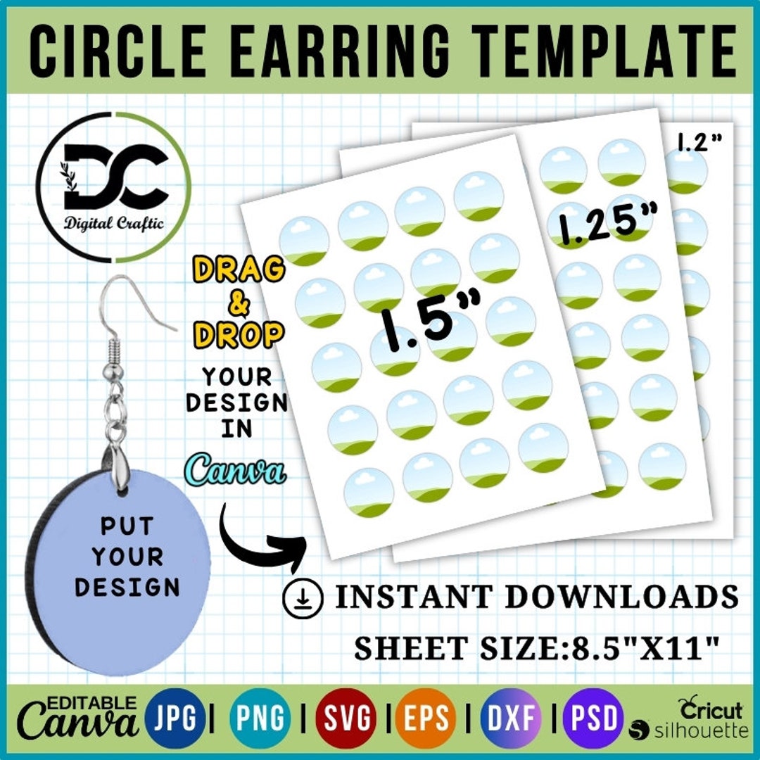 Circle Earring Template, Circle Earring Template Bundle, Circle Earring ...