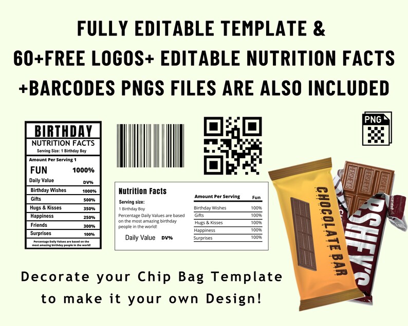 Chocolate Bar Wrapper Template 1.55 Oz Canva Editable Blank - Etsy