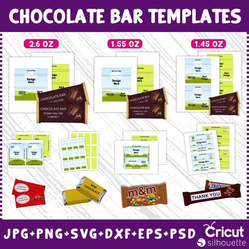 Chocolate Bar Template Bundle, Chocolate Wrapper Label Template, Candy ...
