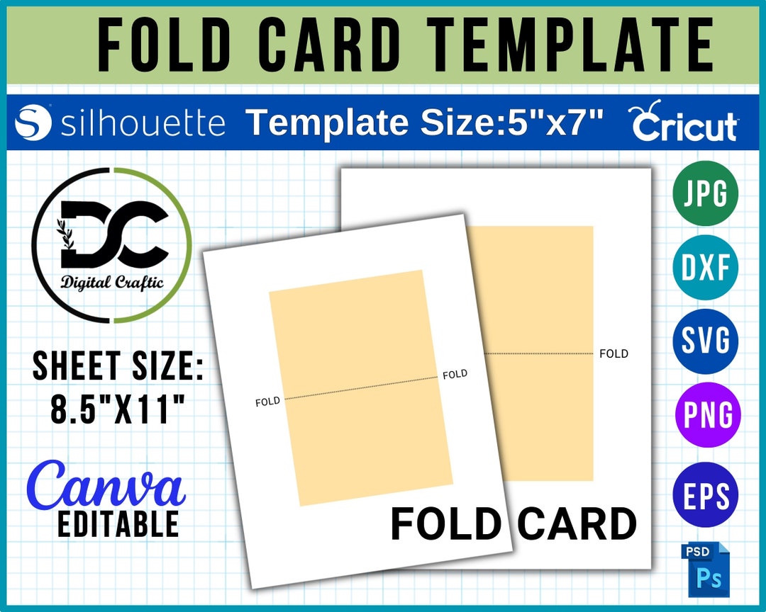 Fold Card Template, Fold Card Svg, Folded Note Card Template ...