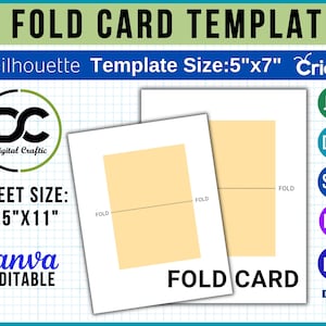 Fold Card Template, Fold Card Svg, Folded Note Card Template ...