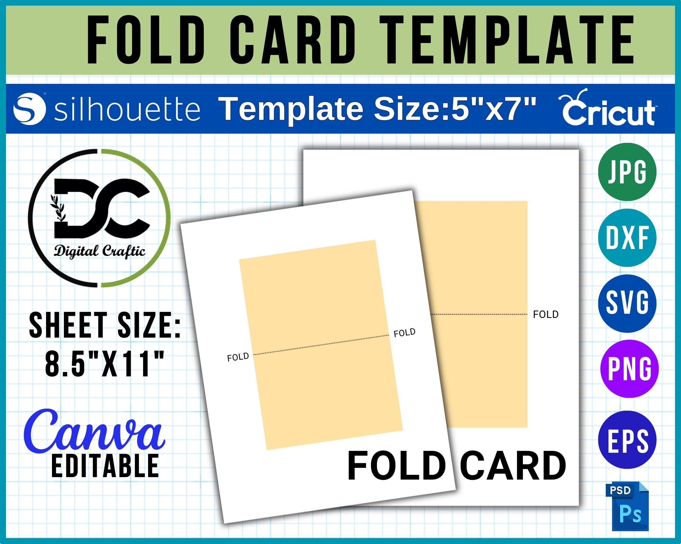 Fold Card Template Fold Card Svg Folded Note Card Template - Etsy