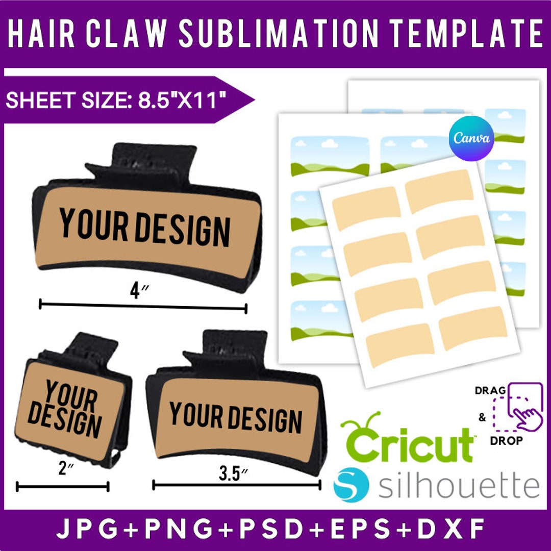 Hair Claw Clip Sublimation Template Bundle, SVG, DXF, PNG (digital ...