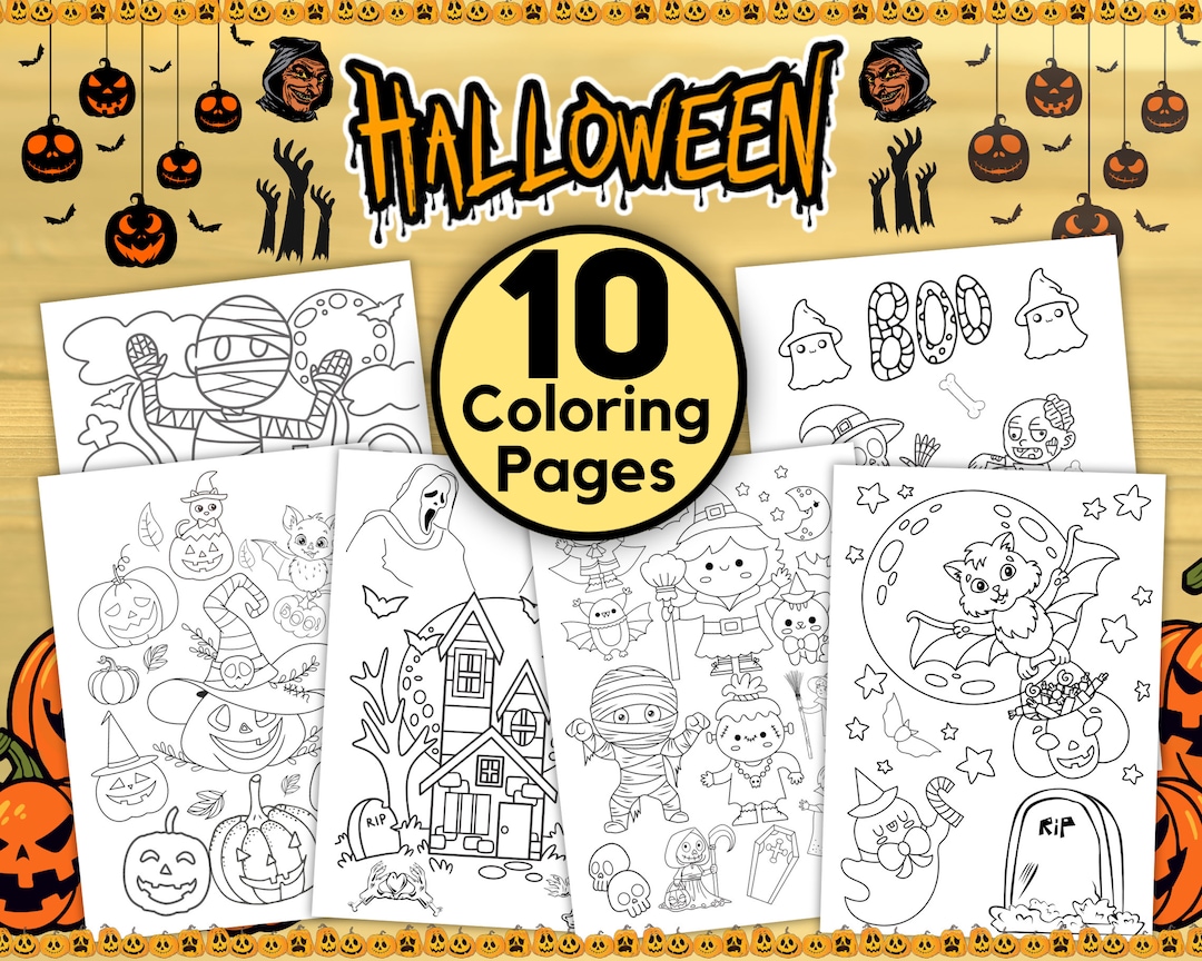 10 Halloween Coloring Pages for Kids, Printable Coloring Pages ...