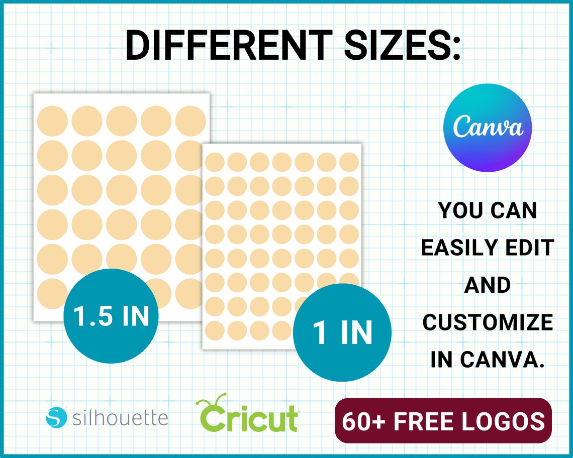 Circle Template Bundle, Blank Circle Label Template, Multipurpose ...