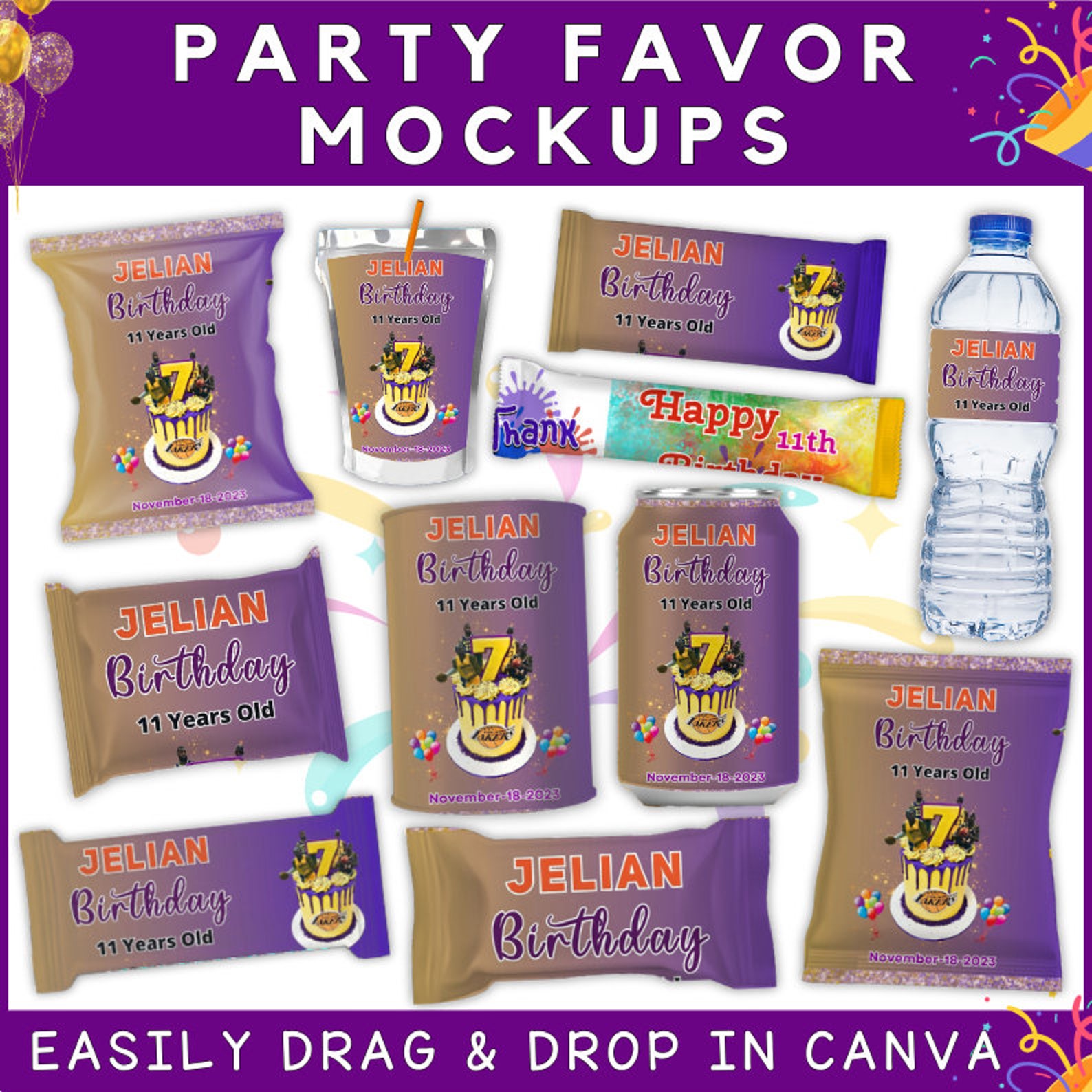 12 Party Favor Mockups Bundle - Party Favor Mockup Bundle, Chip Bag ...