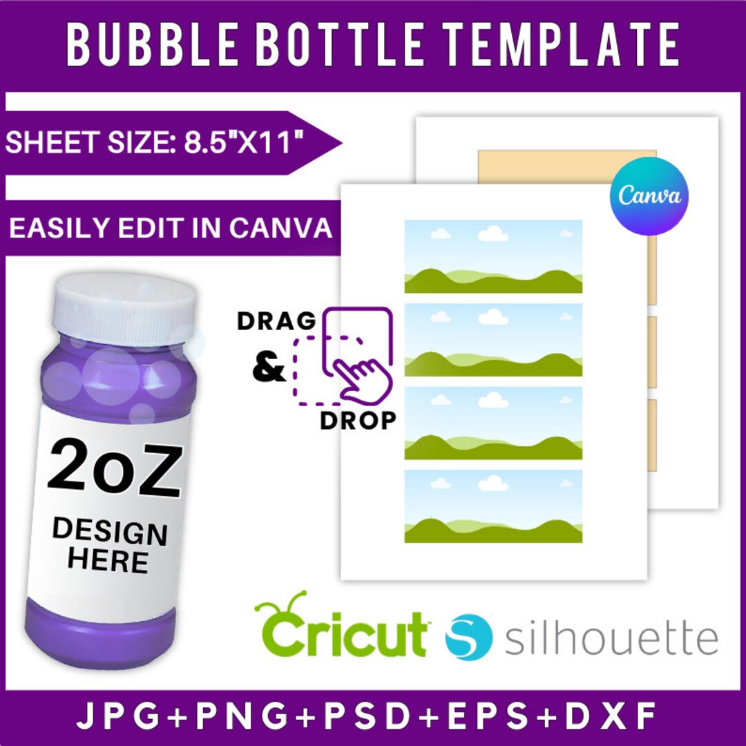 Bubble Bottle Label Template, Bubble Bottle Canva Template, 4oz Bubble ...