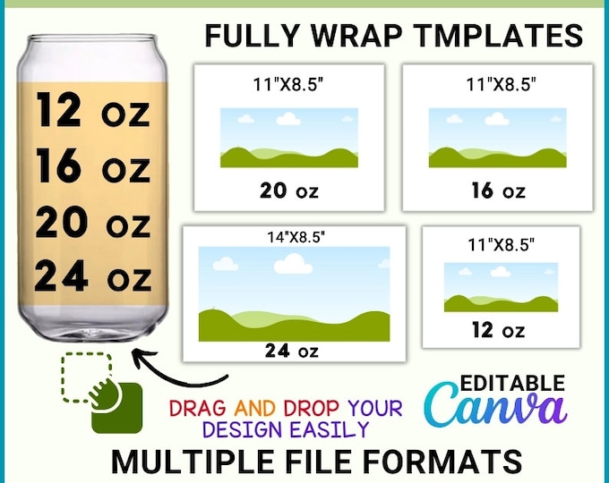 Libbey Can Glass Template Bundle , 12 Oz, 16 Oz, 20 Oz Libbey Glass ...