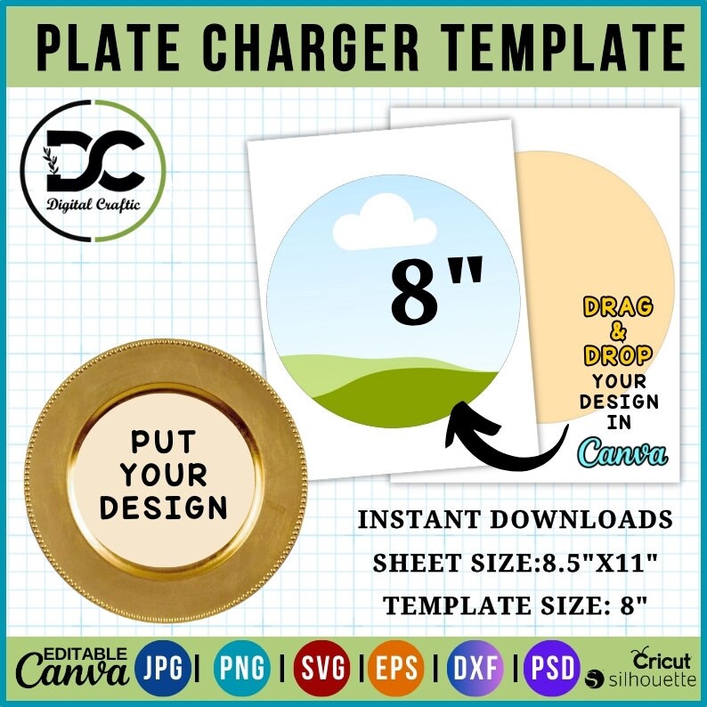 8 Inch Plate Charger Canva Template, Circle SVG (digital Download) - Etsy