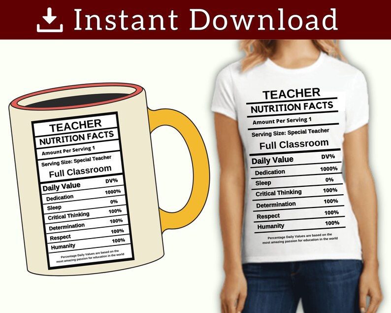 Teacher Nutrition Facts Printable