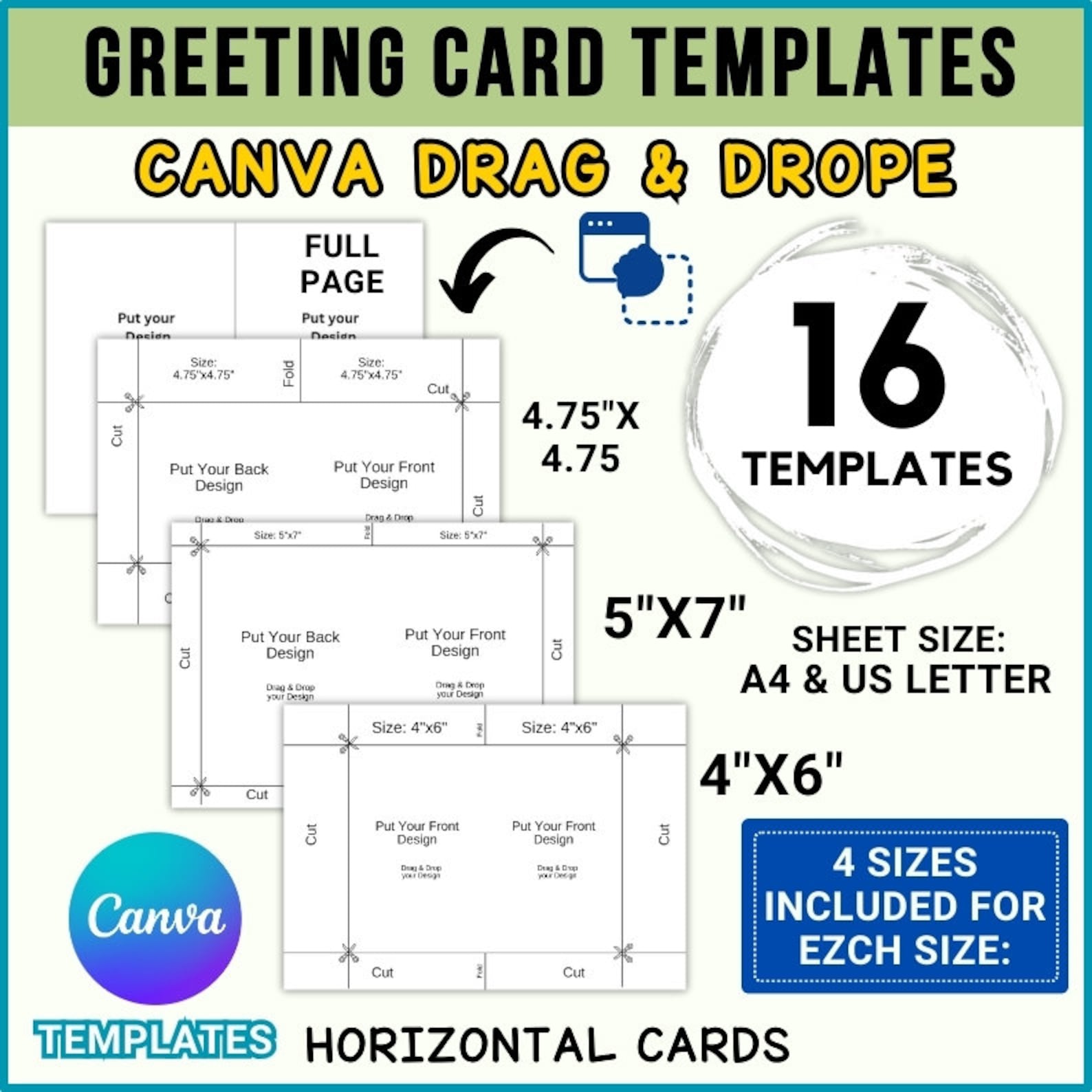 16 Canva Greeting Card Templates Bundle, Drag & Drop (digital Download ...