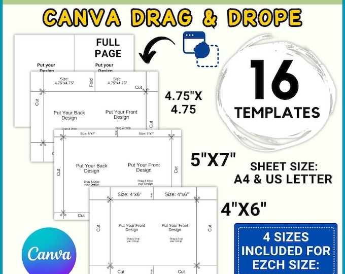 16 Canva Greeting Card Templates Bundle, Drag & Drop (digital Download ...