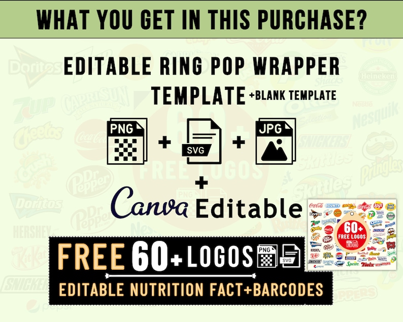 Blank Ring Pop Template, Canva Editable Ring Pop Wrapper Template ...