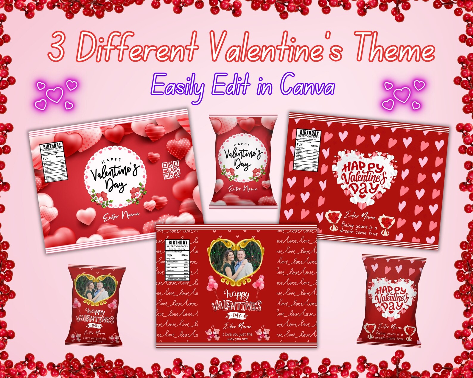 Valentine's Day Chip Bag Template , Valentine's Day Favor Bag ...