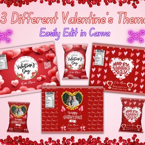 Valentine's Day Chip Bag Template , Valentine's Day Favor Bag ...