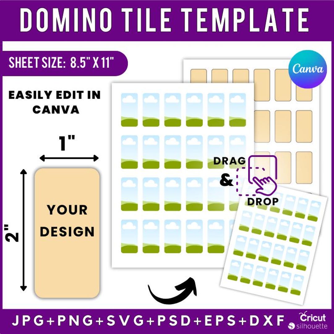 Domino Tile Template, Round Corner, Personalize Domino Set (digital ...