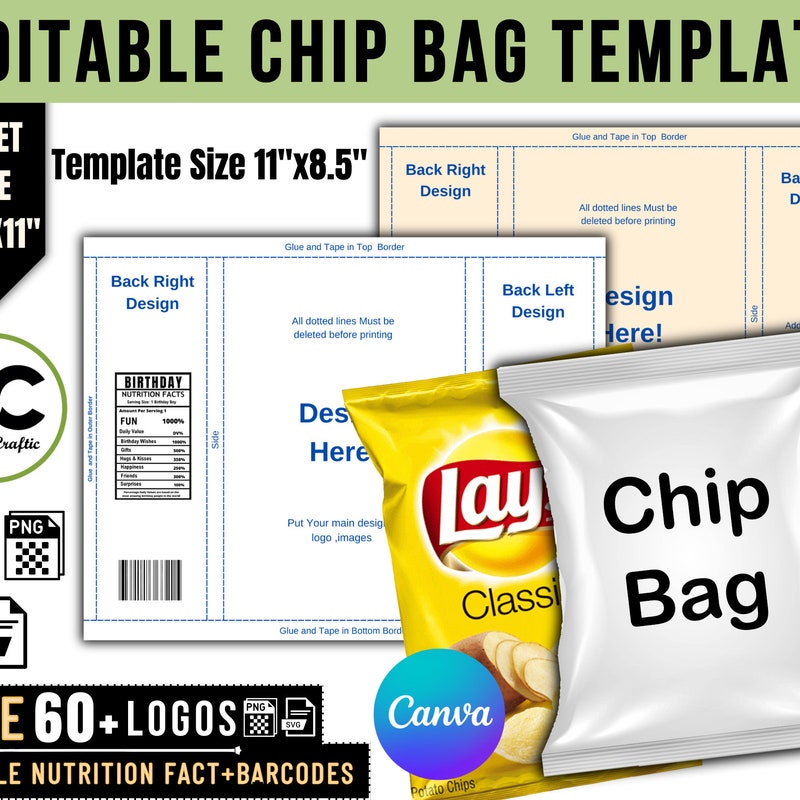 Chip Bag Template - Etsy