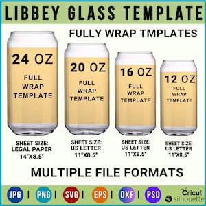 Libbey Can Glass Template Bundle , 12 Oz, 16 Oz, 20 Oz Libbey Glass ...